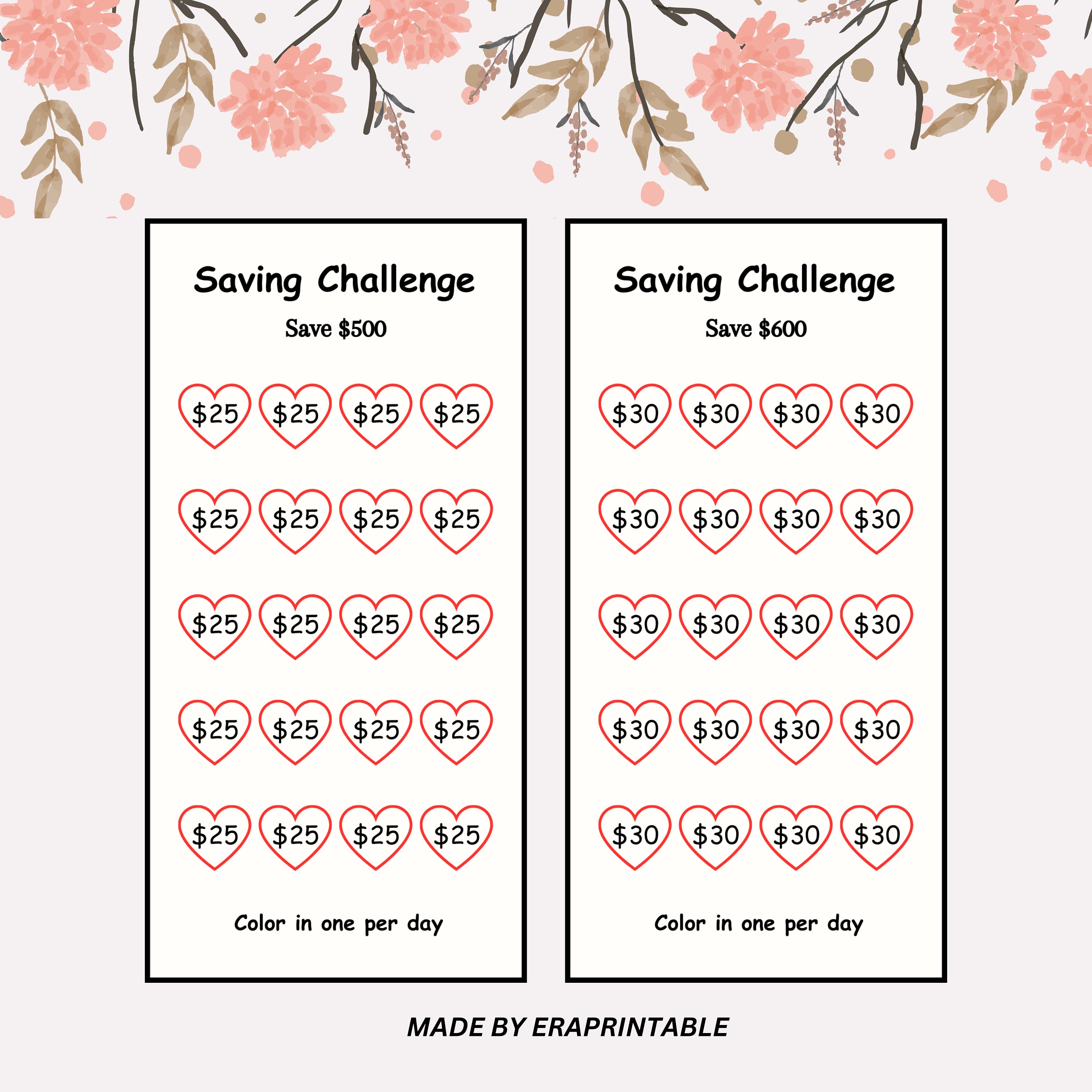 Savings Challenge Printable, Mini Savings Challenge Bundle, A6 Mini Savings Challenge Printable ...