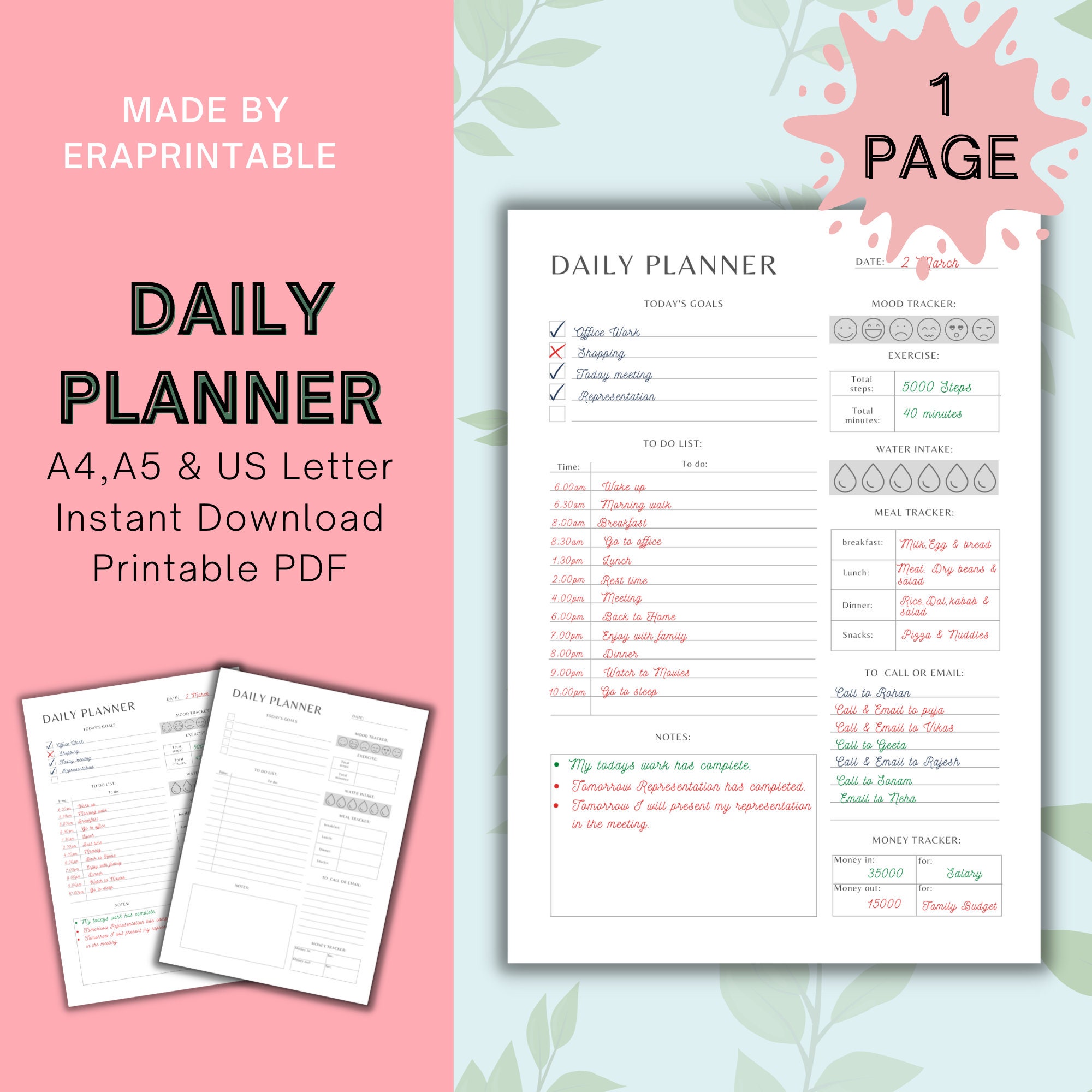 ADHD Daily Planner Printable, Time Blocking Planner, Daily Routine ...