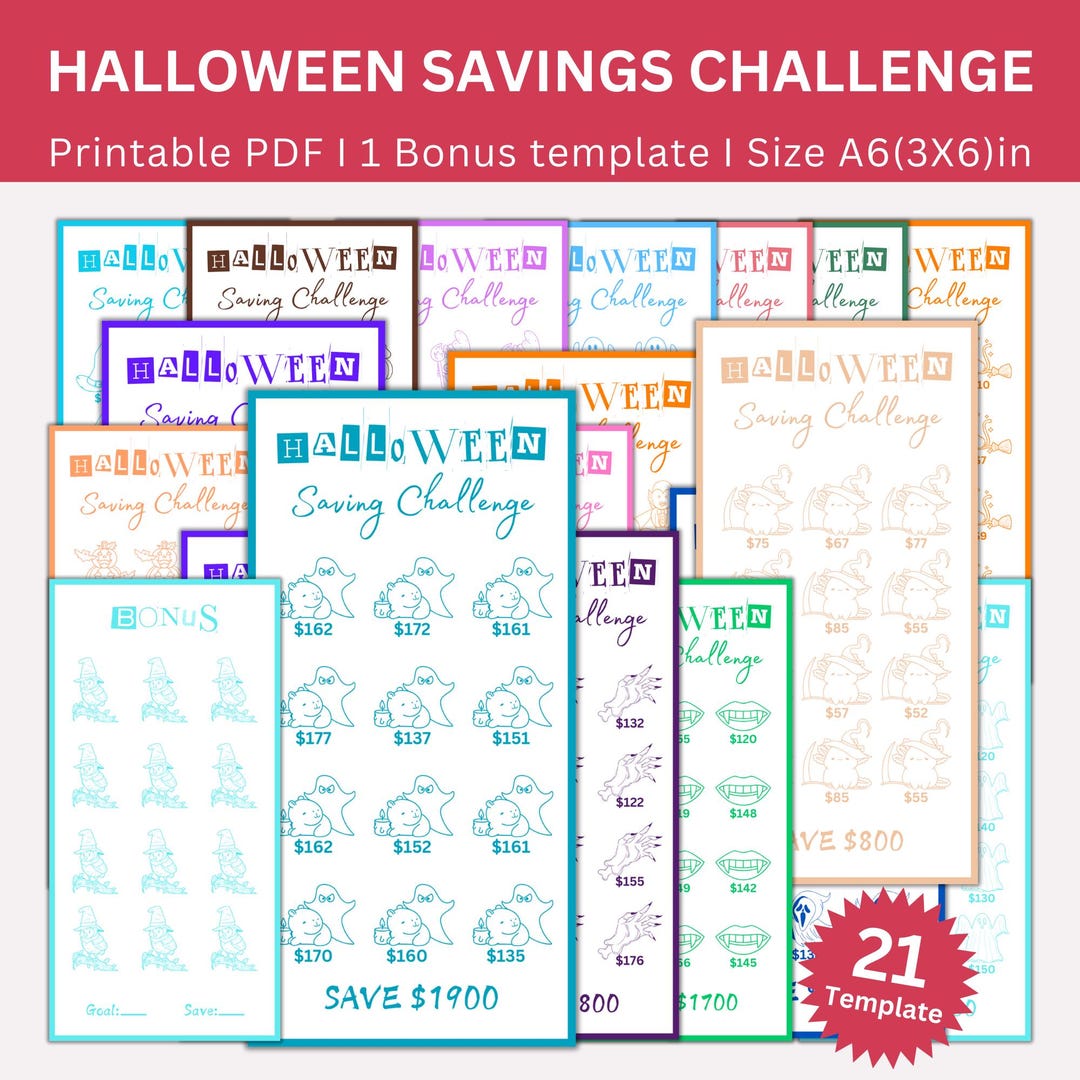 Halloween Savings Challenge Printable Bundle, A6 Mini Saving Challenges ...