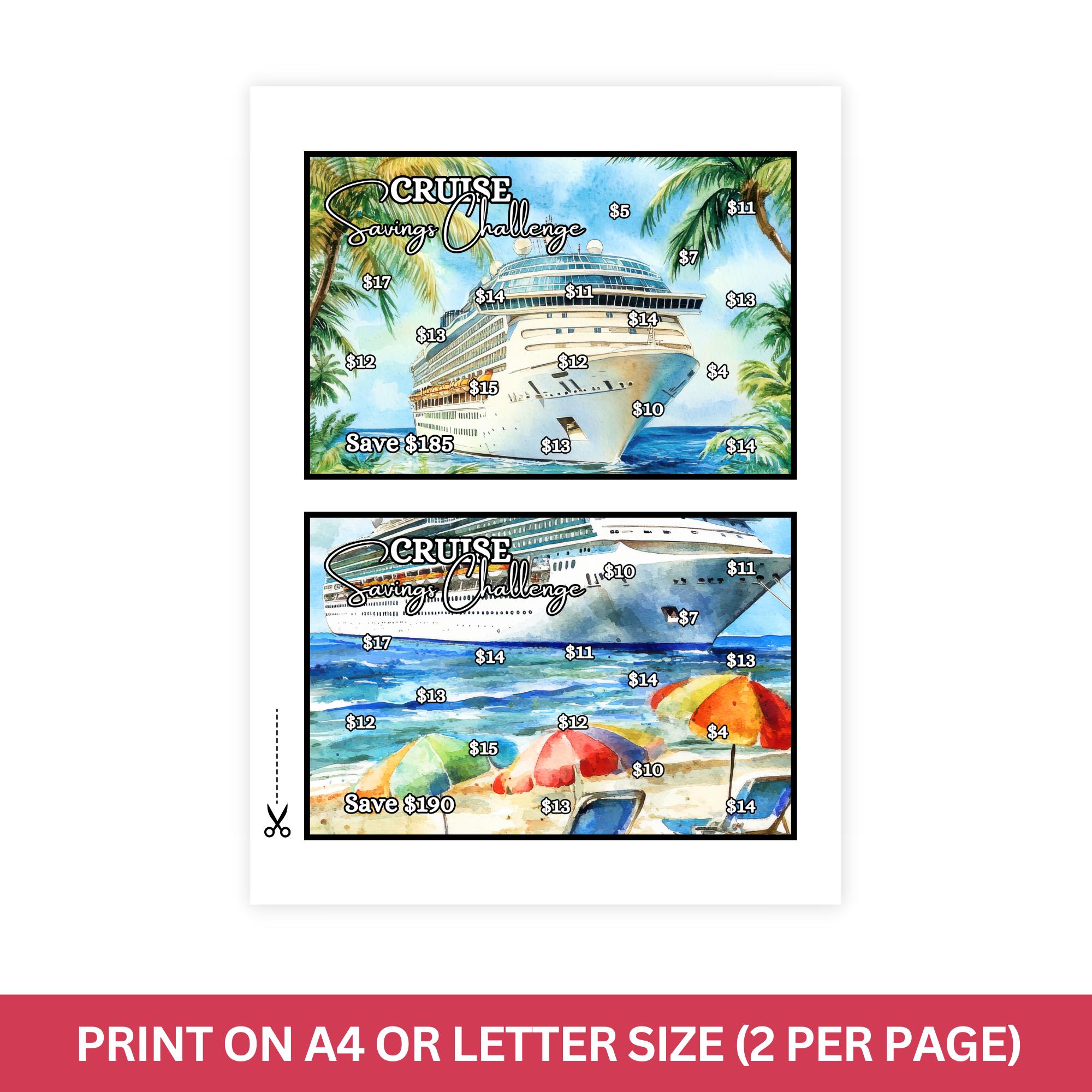 Cruise Ship Vacation Savings Challenge Printable, Travel Saving ...