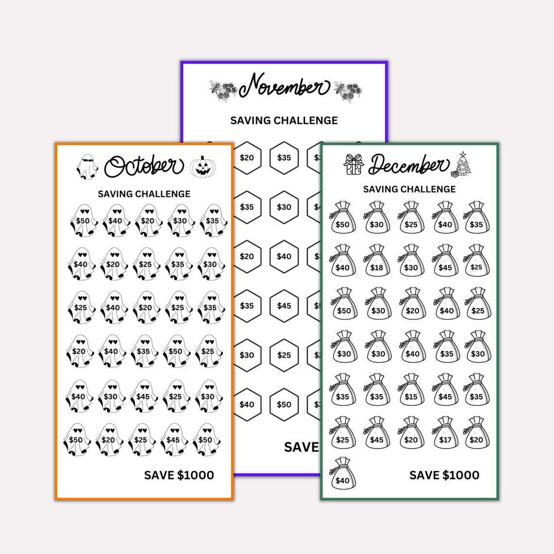 Monthly Savings Challenge Printable & Envelope Cash Tracker - Etsy