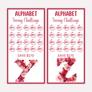 Floral Alphabet Low Income Savings Challenge Printable Bundle, A6 Mini ...