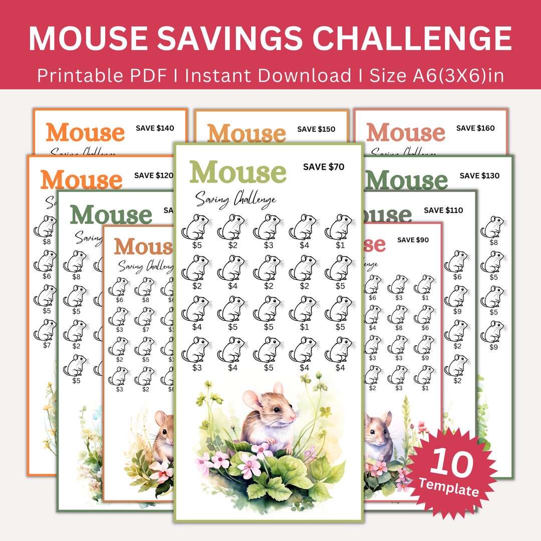Mouse Savings Challenge Printable, Mini A6 Low Income Mouse Savings ...