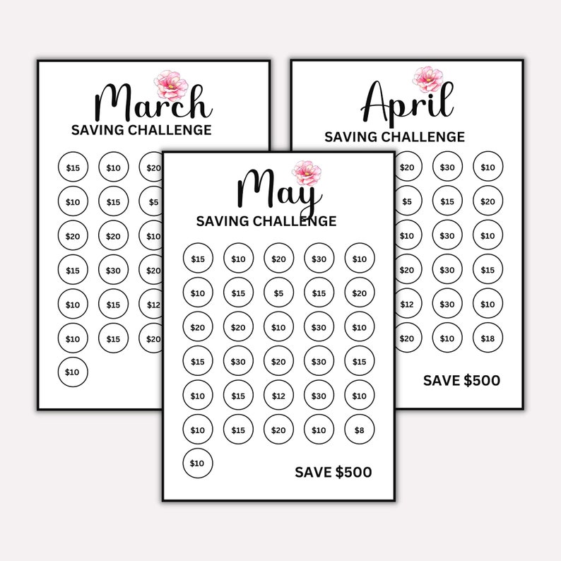 Monthly Savings Challenge Printable & Envelope Cash Tracker, 12 Month ...