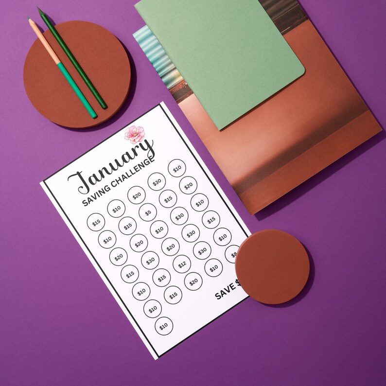 Monthly Savings Challenge Printable & Envelope Cash Tracker, 12 Month ...