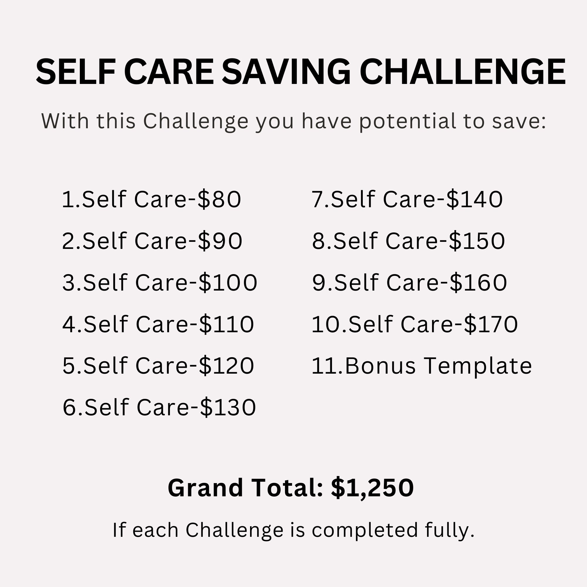 Self Care Savings Challenge Printable, Self Care Budget Saving Tracker ...