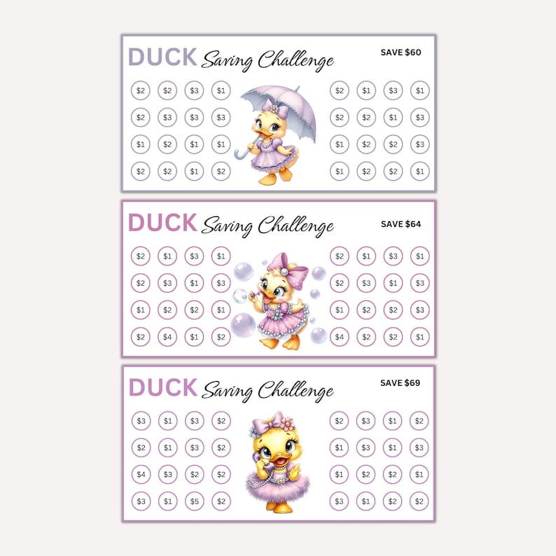 Mini A6 Duck Savings Challenge Printable, Get Your Ducks Saving ...
