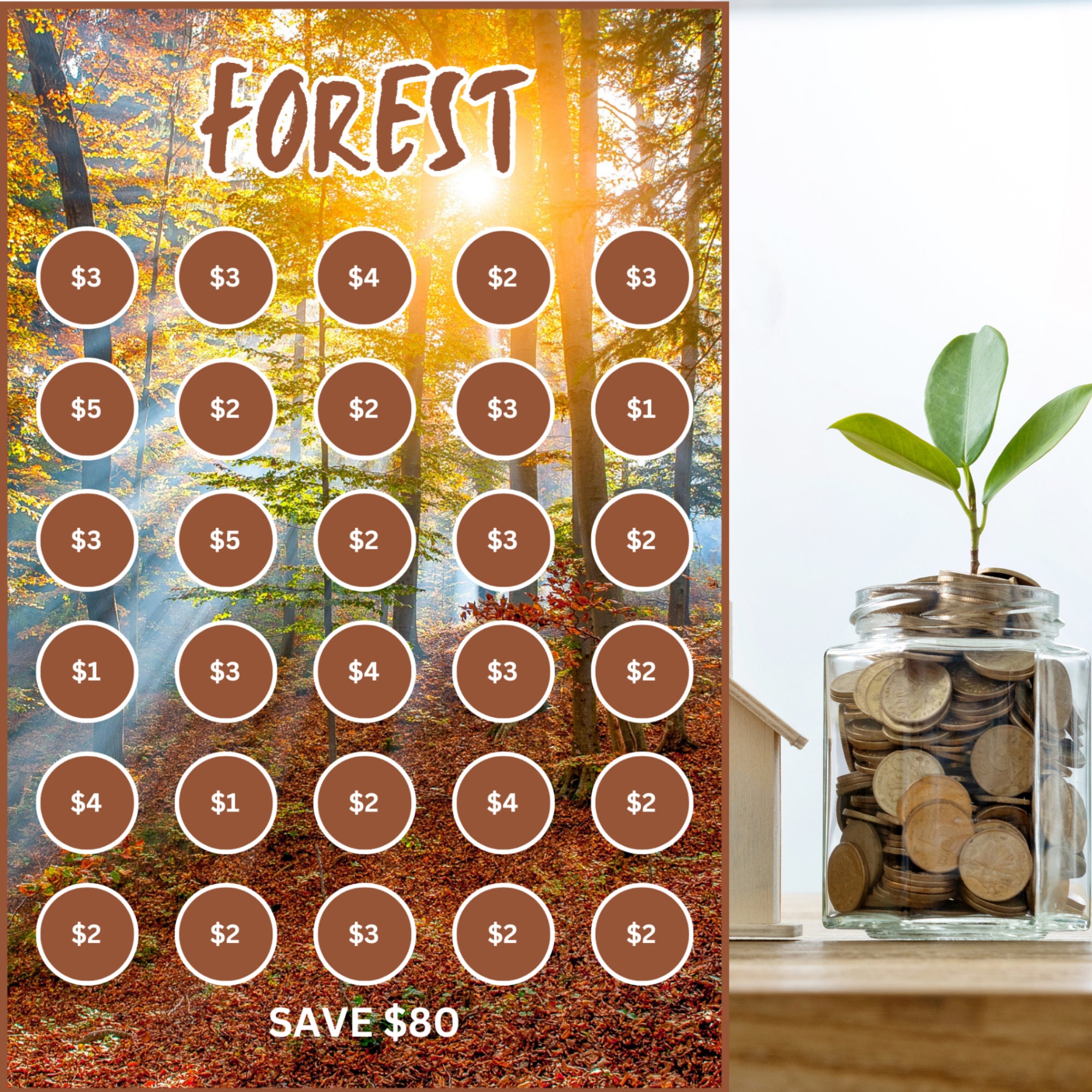 Forest Savings Challenge Printable, A6 Mini Forest Money Saving ...