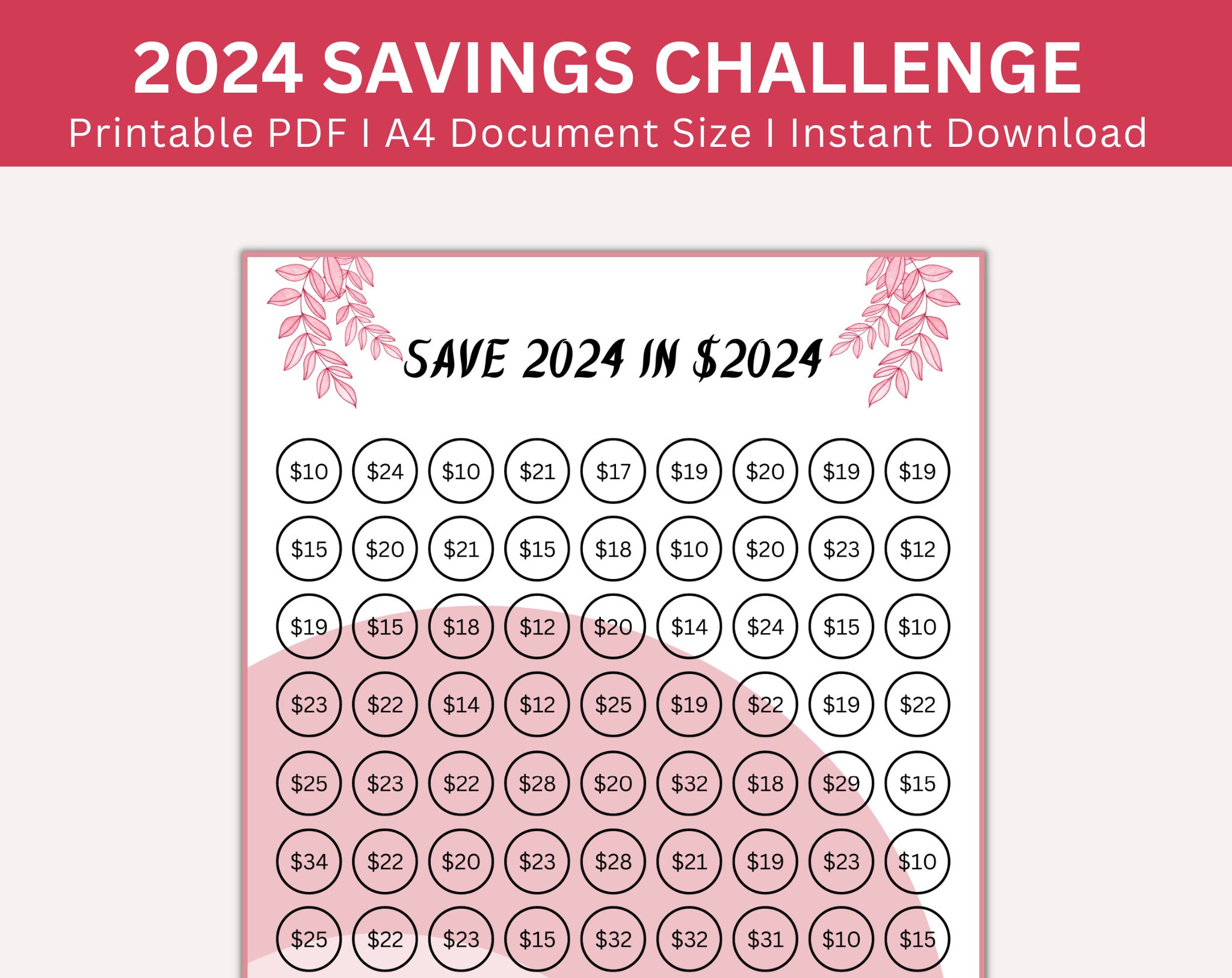 2024 Saving Challenge Printable, Save 2024 in 2024, 2024 Money Saving ...