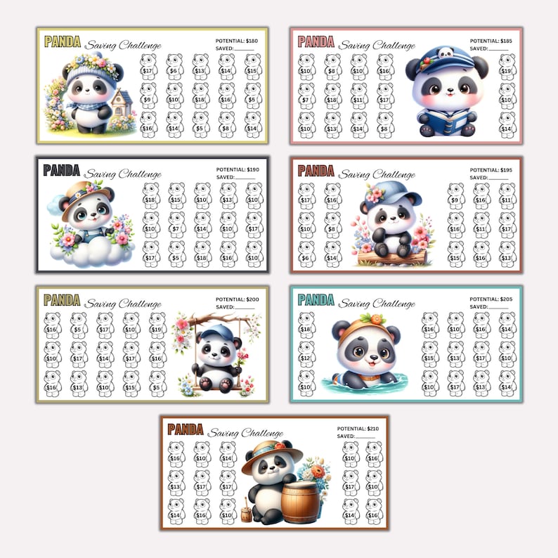 Panda Savings Challenge Printable Bundle, A6 Panda Saving Challenges ...