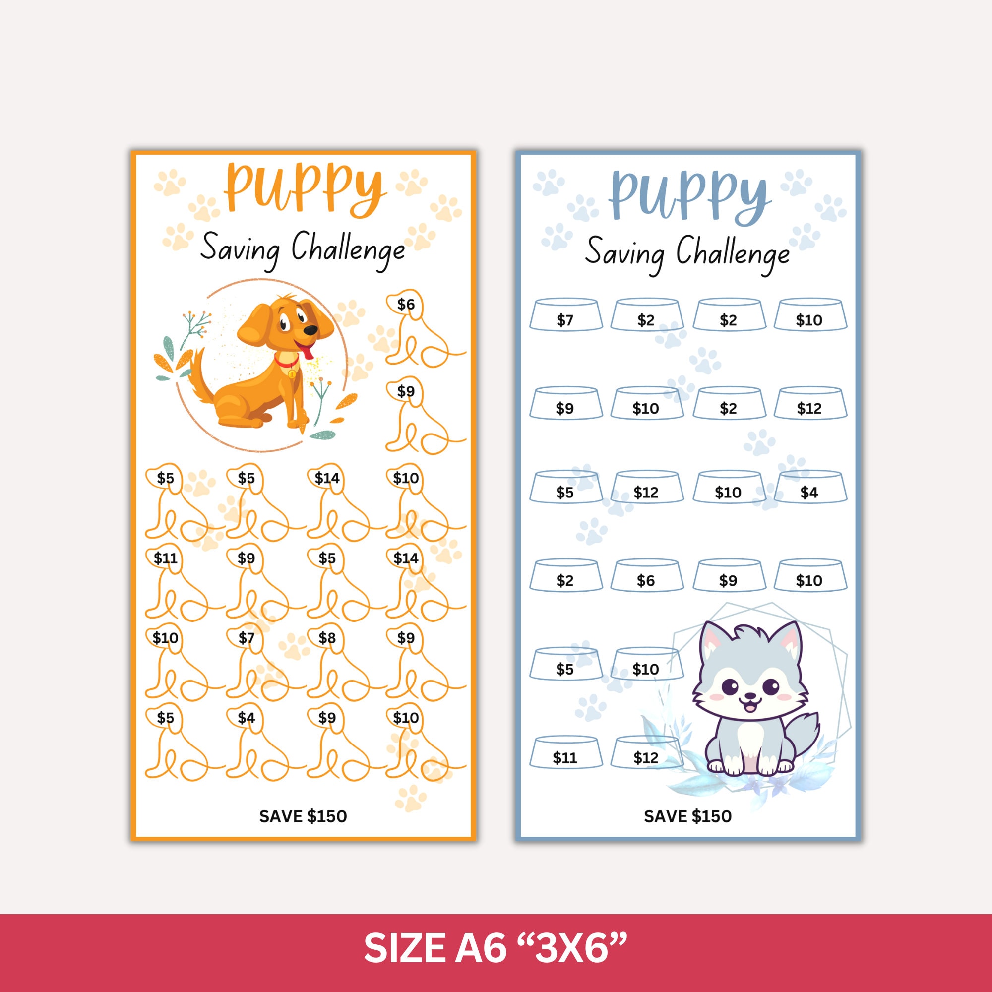 Puppy Savings Challenge Printable, Puppy Mini Saving Challenge, A6 Cash ...
