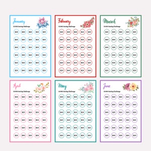 Monthly Savings Challenge Printable, 12 Month Color Saving Tracker ...