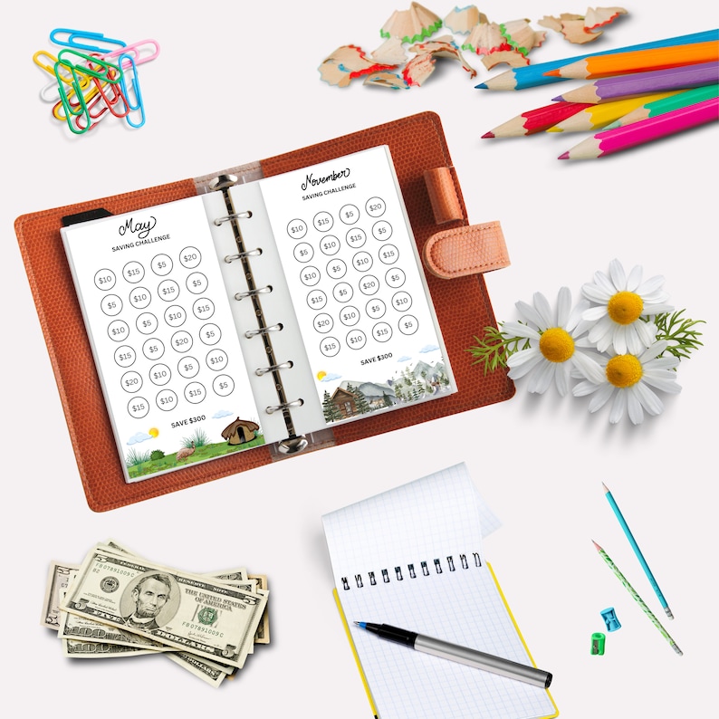 A6 Savings Challenge Printable: 12-month Tracker Bundle (digital ...