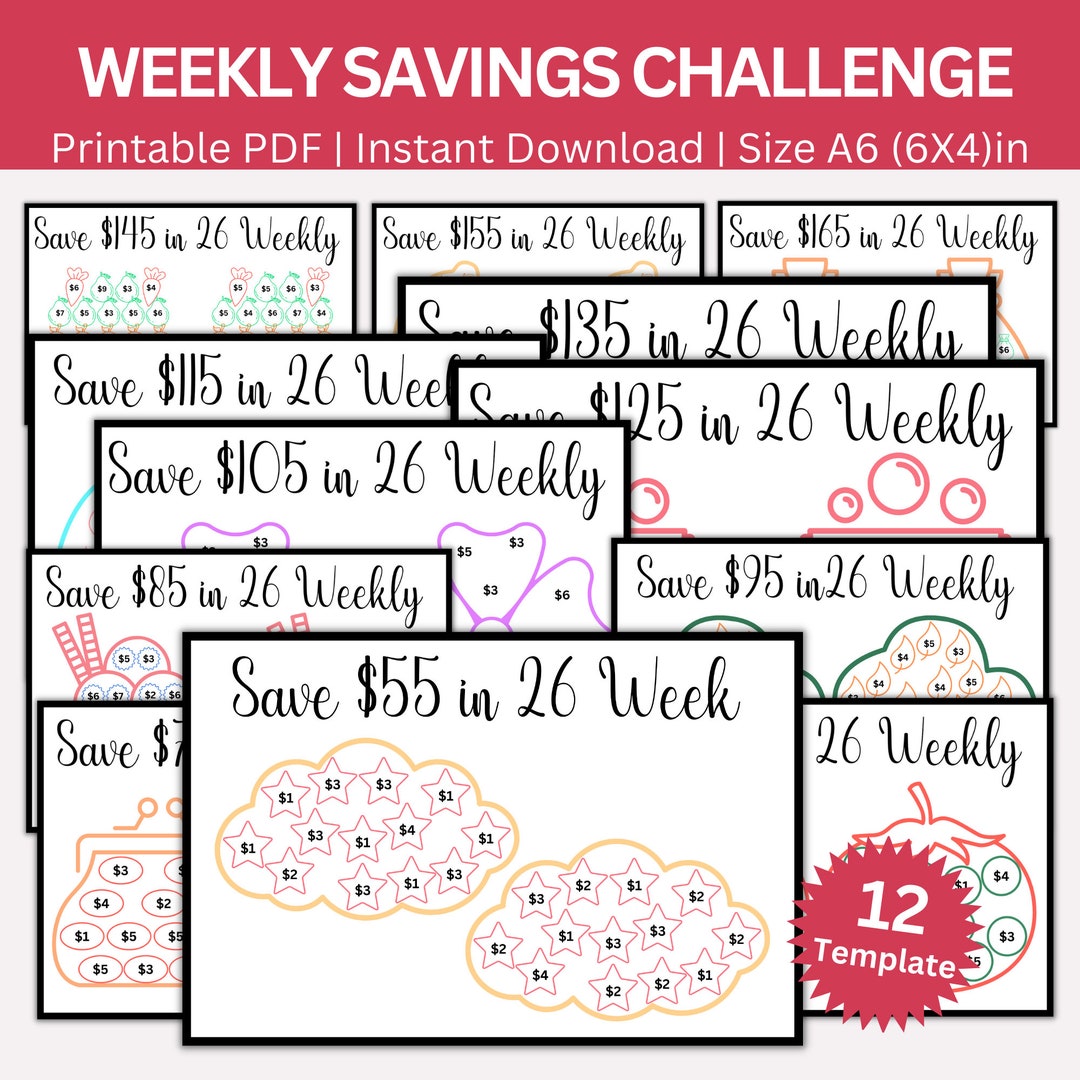 26 Week Savings Challenge Printable, Mini A6 Weekly Saving Challenges ...