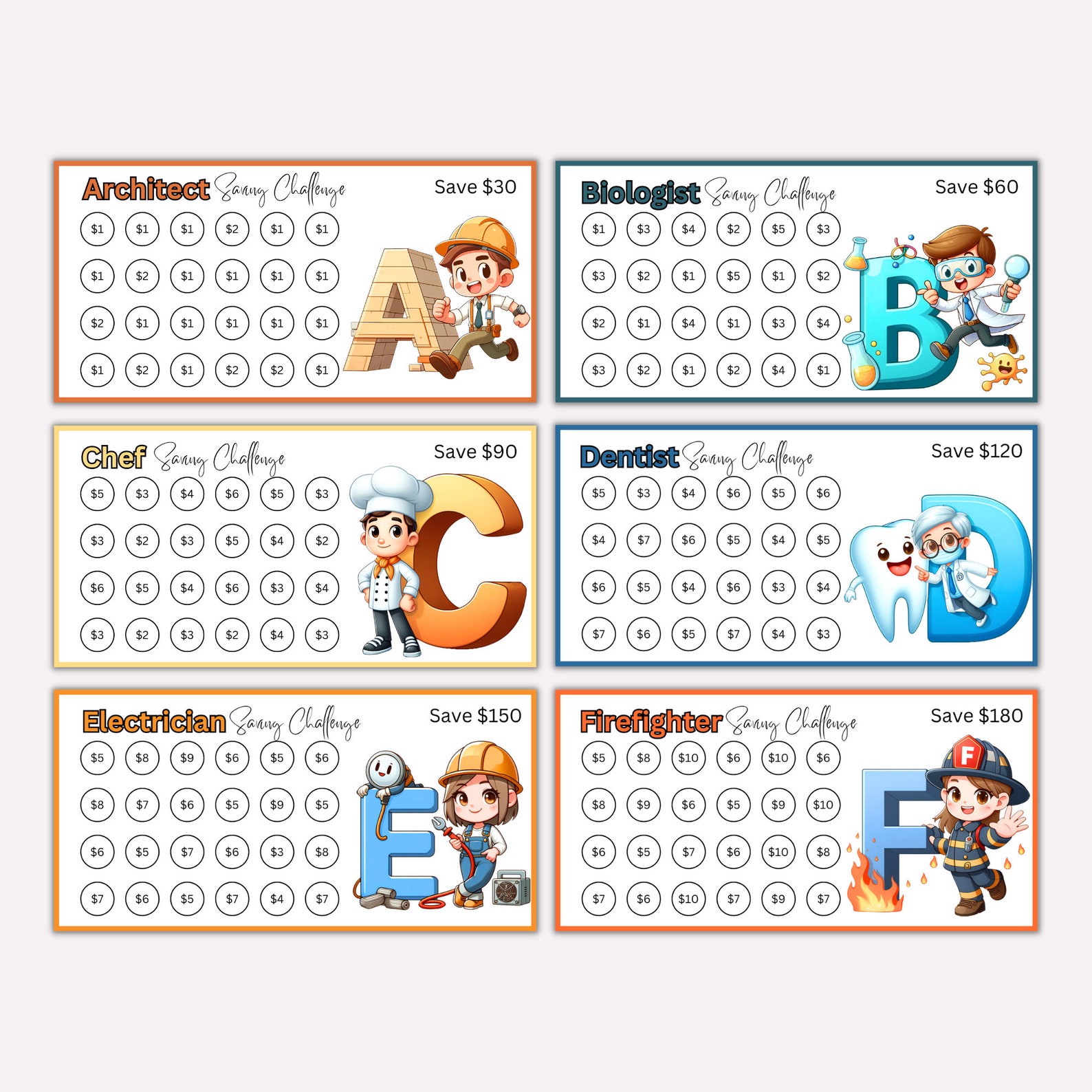 Alphabet Low Income Savings Challenge Printable, Alphabet Saving ...