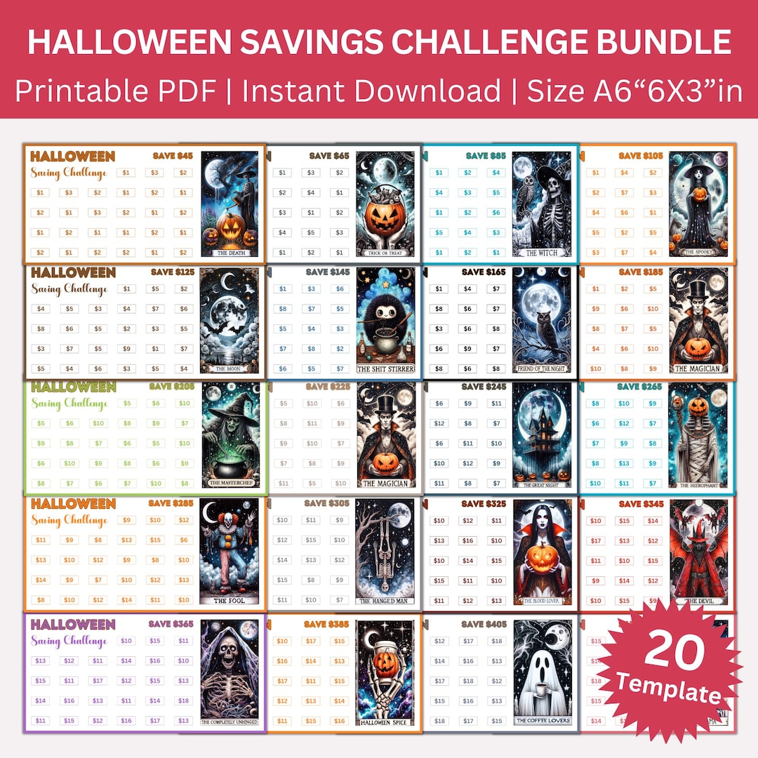 Halloween Saving Challenge Bundle, A6 Mini Low-income Savings ...