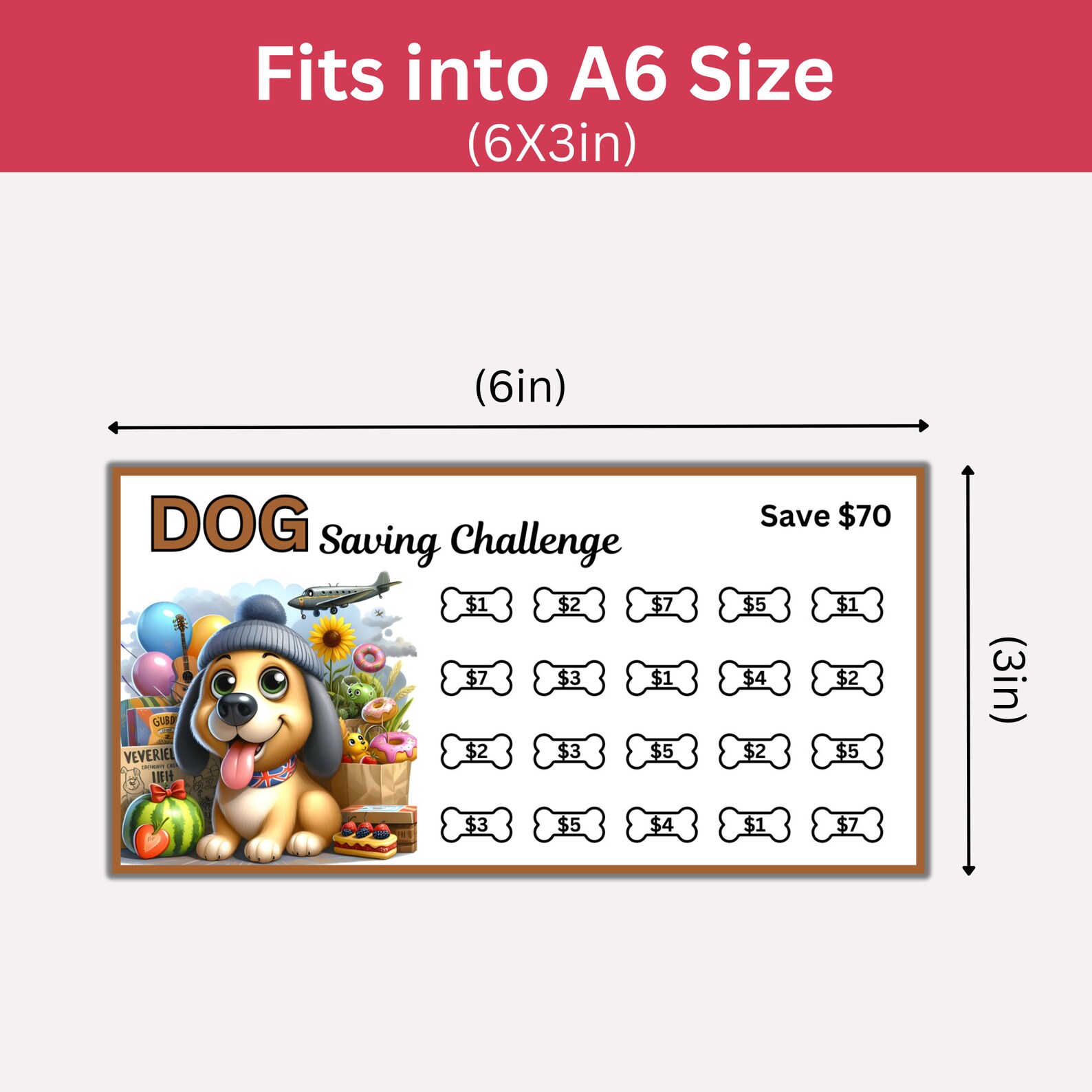 Dog Themed Savings Challenge Printable, Mini A6 Puppy Saving Challenges ...