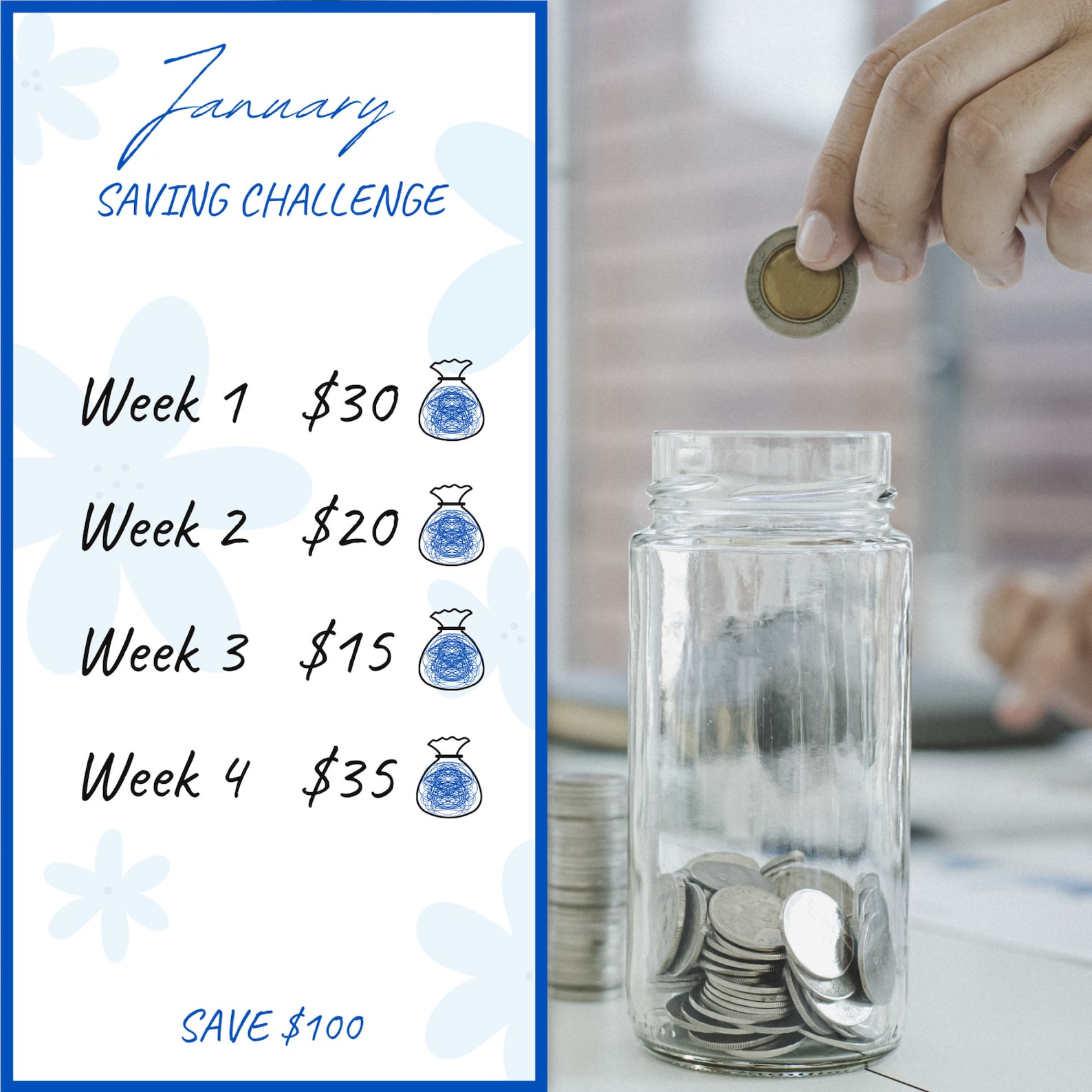 Minimalist Savings Challenge Printable, Low Income Saving Challenges ...