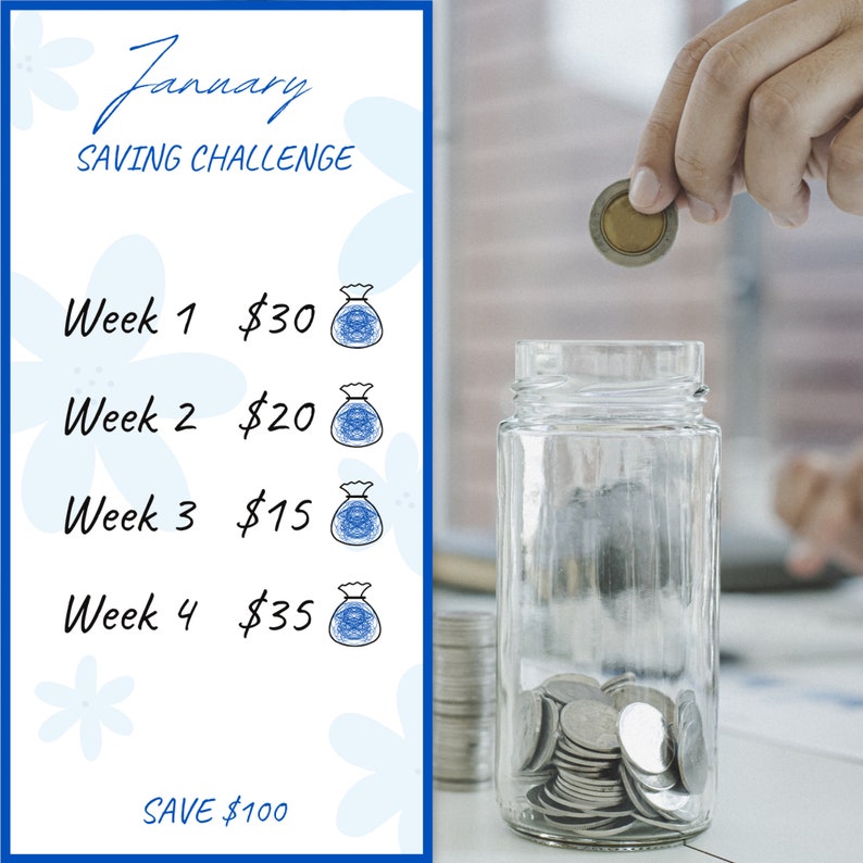 Minimalist Savings Challenge Printable, Low Income Saving Challenges ...