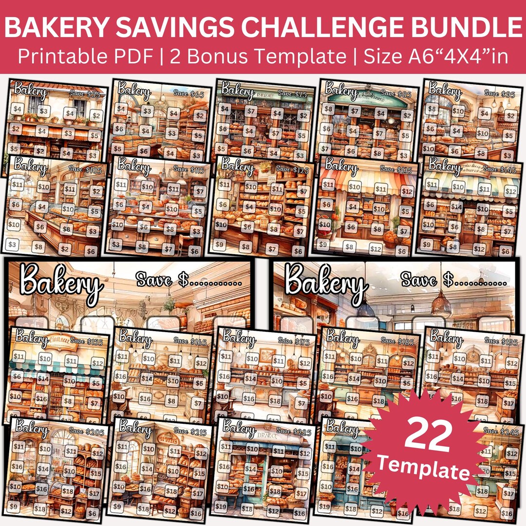Bakery Savings Challenge Printable, Digital Bakery Money Tracker, Save ...