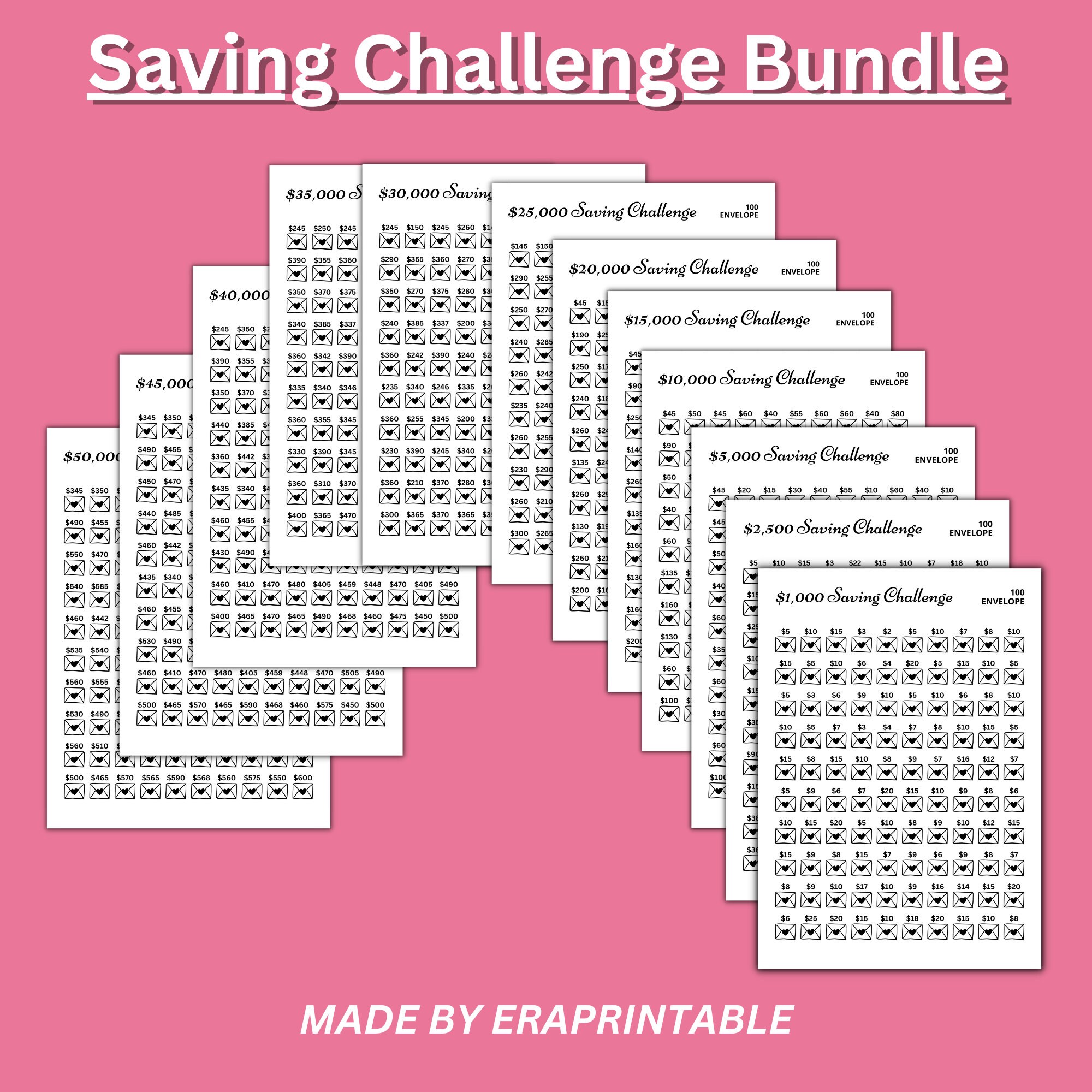Envelope Saving Challenge Bundle Printable Money Saving - Etsy