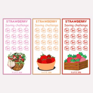 Strawberry Savings Challenge Printable Bundle, Mini A6 Low Income ...