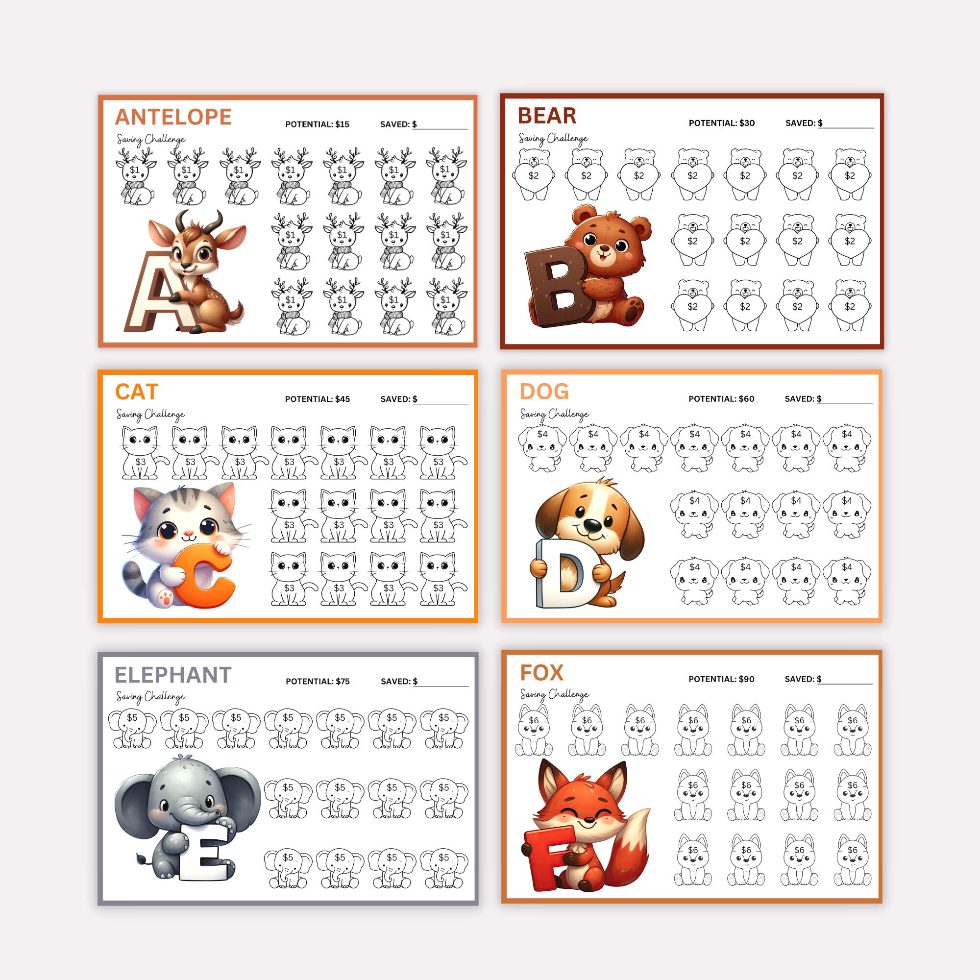 Alphabet Savings Challenge Printable, Alphabet Saving Challenge Bundle ...