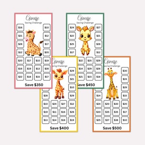 Giraffe Color Savings Challenge Printable, Animal Color Mini A6 Saving ...