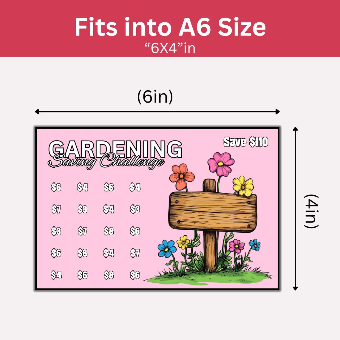 Mini Gardening Savings Challenges Printable Bundle, A6 Plants Lover ...