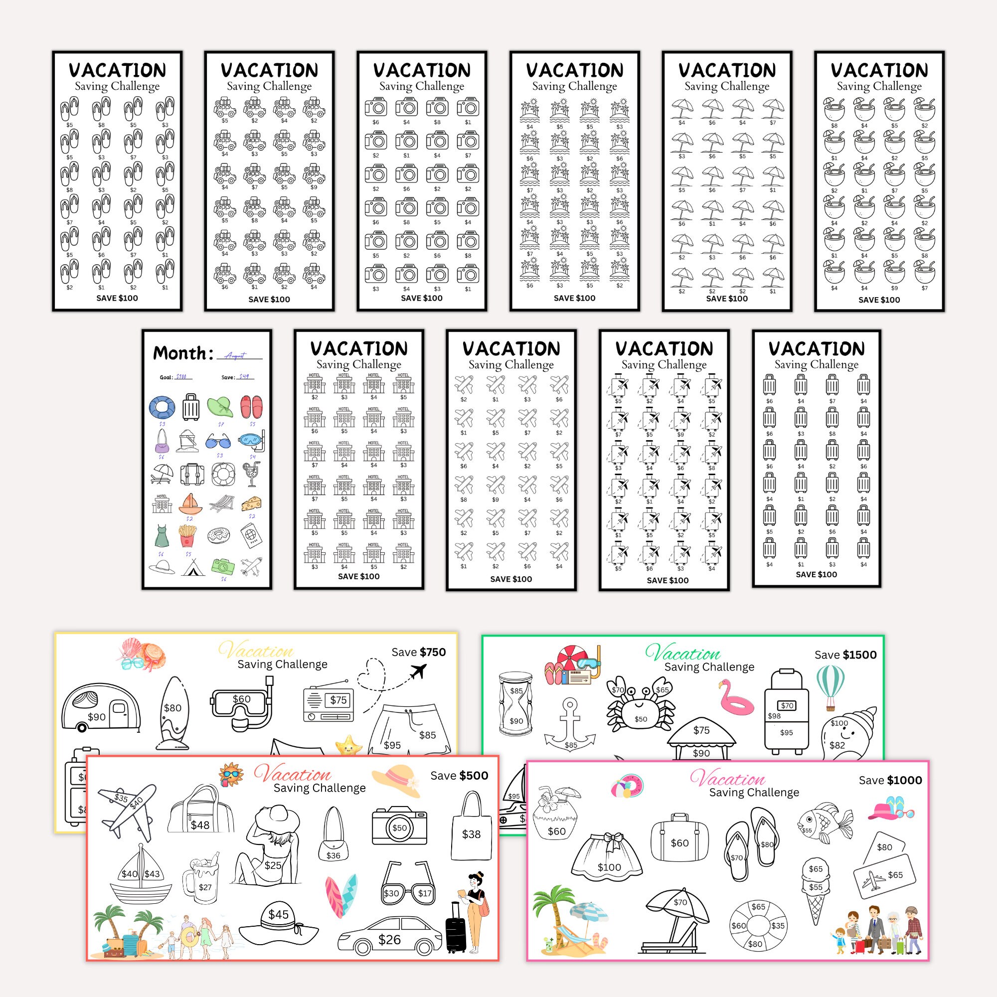 Ultimate Vacation Savings Challenge Printable Bundle, Mega Family ...