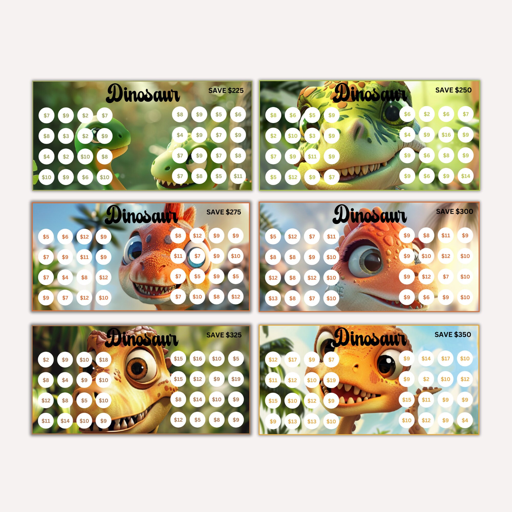 Dinosaur Savings Challenge Printable, Mini A6 Baby Dino Saving ...