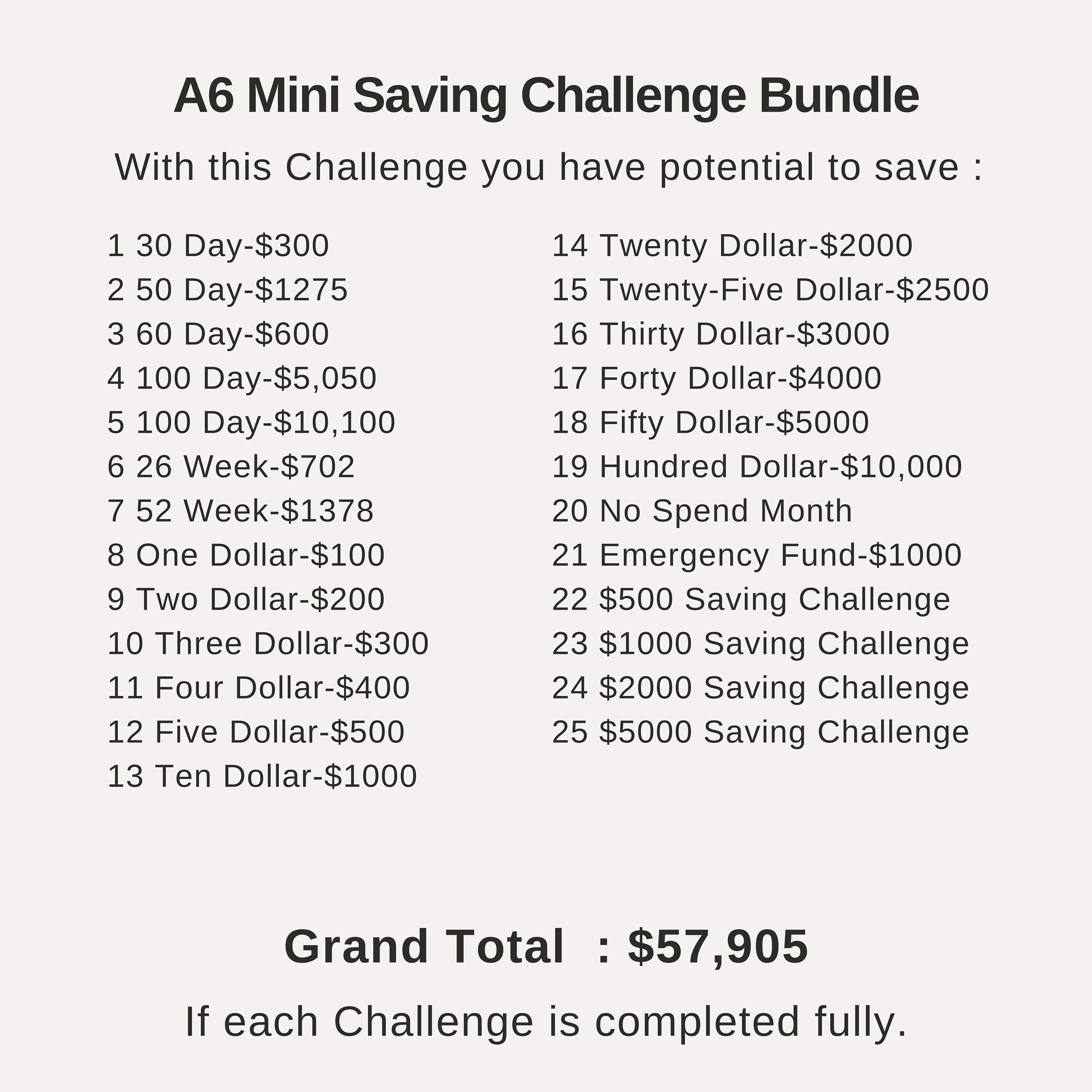 Mini Savings Challenge Printable Bundle, Money Saving Tracker, A6 Sized ...