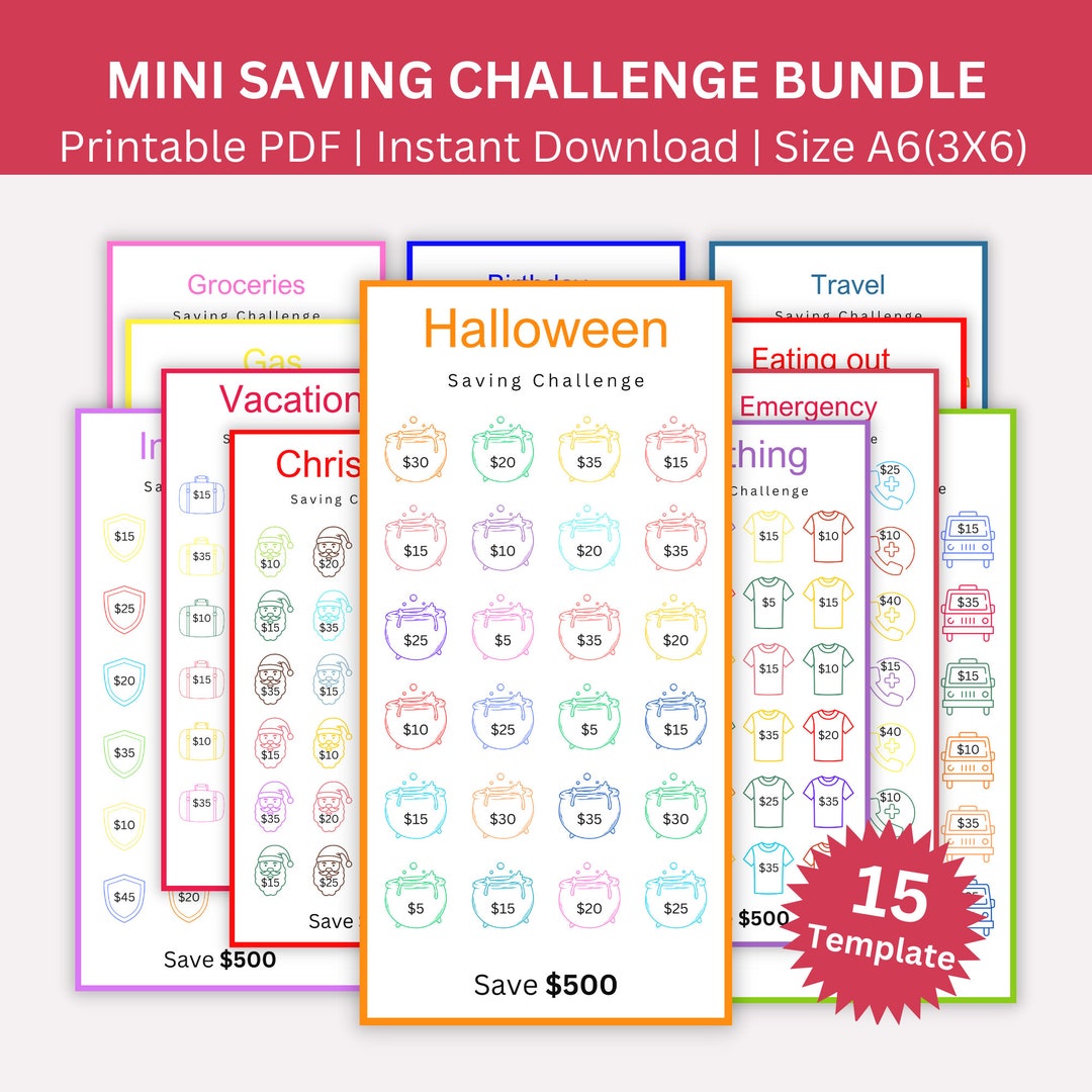 Savings Challenge Printable, Money Saving Tracker Bundle, Budget Binder ...
