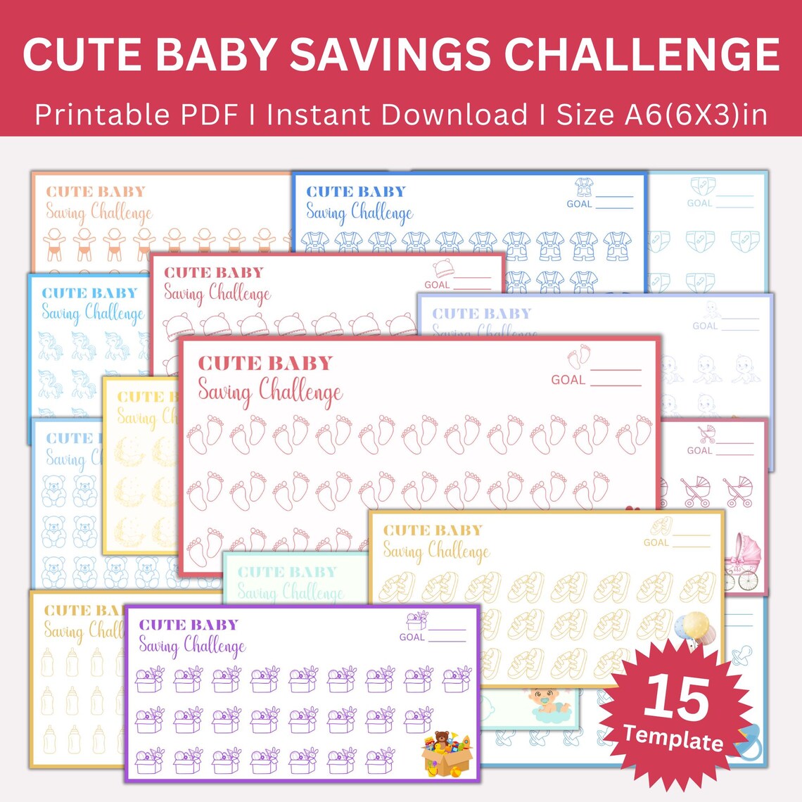 Cute Baby Savings Challenge Printable Bundle, Mini A6 Baby Saving ...