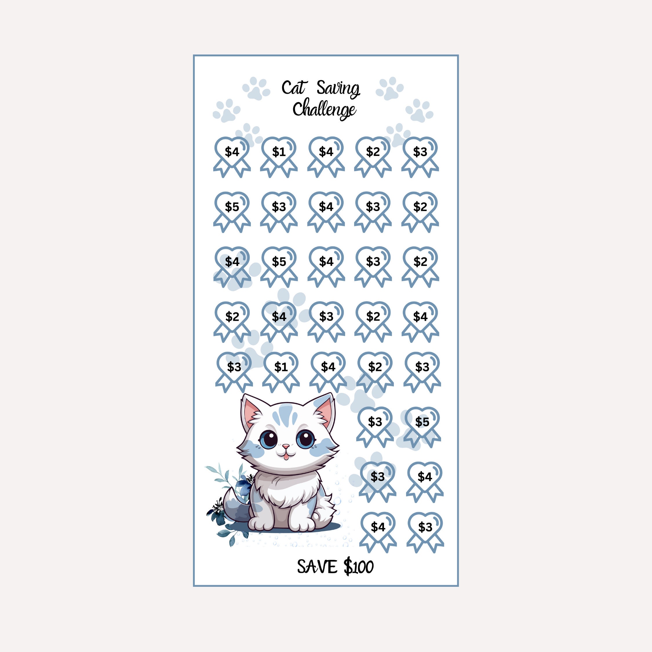 Cats Saving Challenge Printable, Mini Cat A6 Size Saving Challenge, Pow ...