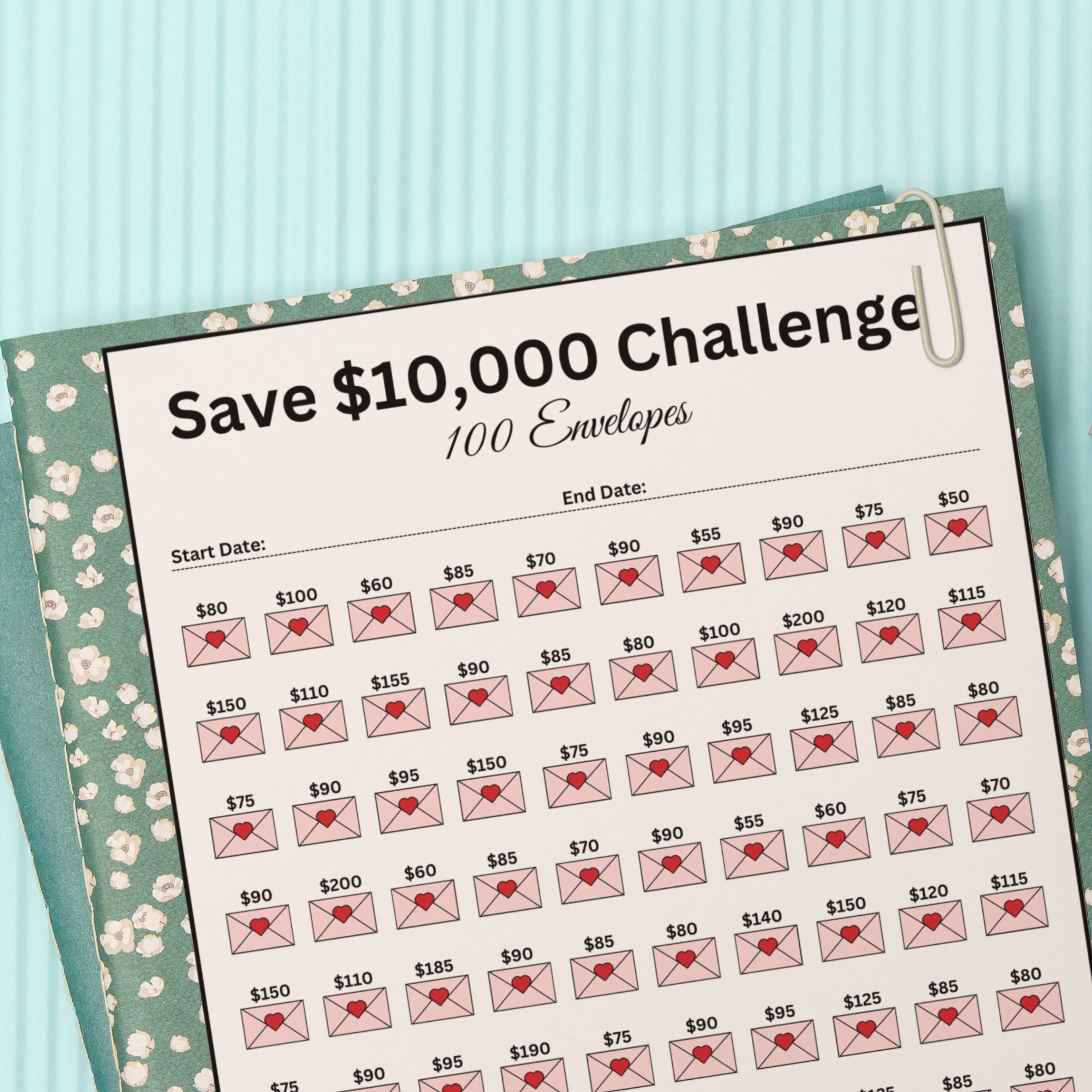 10k Savings Challenge Printable 10000 Saving Challenge 10 - Etsy