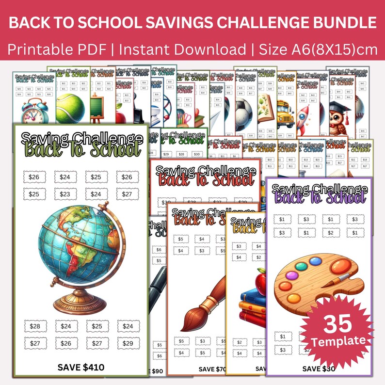 Back to School Savings Challenge Printable Bundle, Fun Challenges for ...