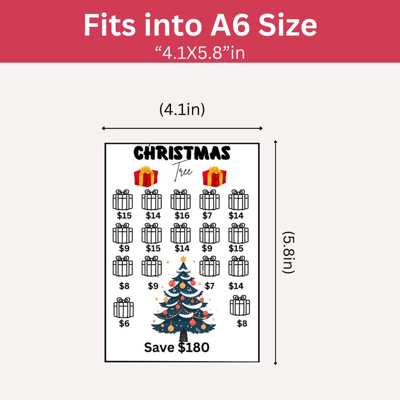 Christmas Tree Savings Challenge, A6 Printable PDF, Holiday Money ...