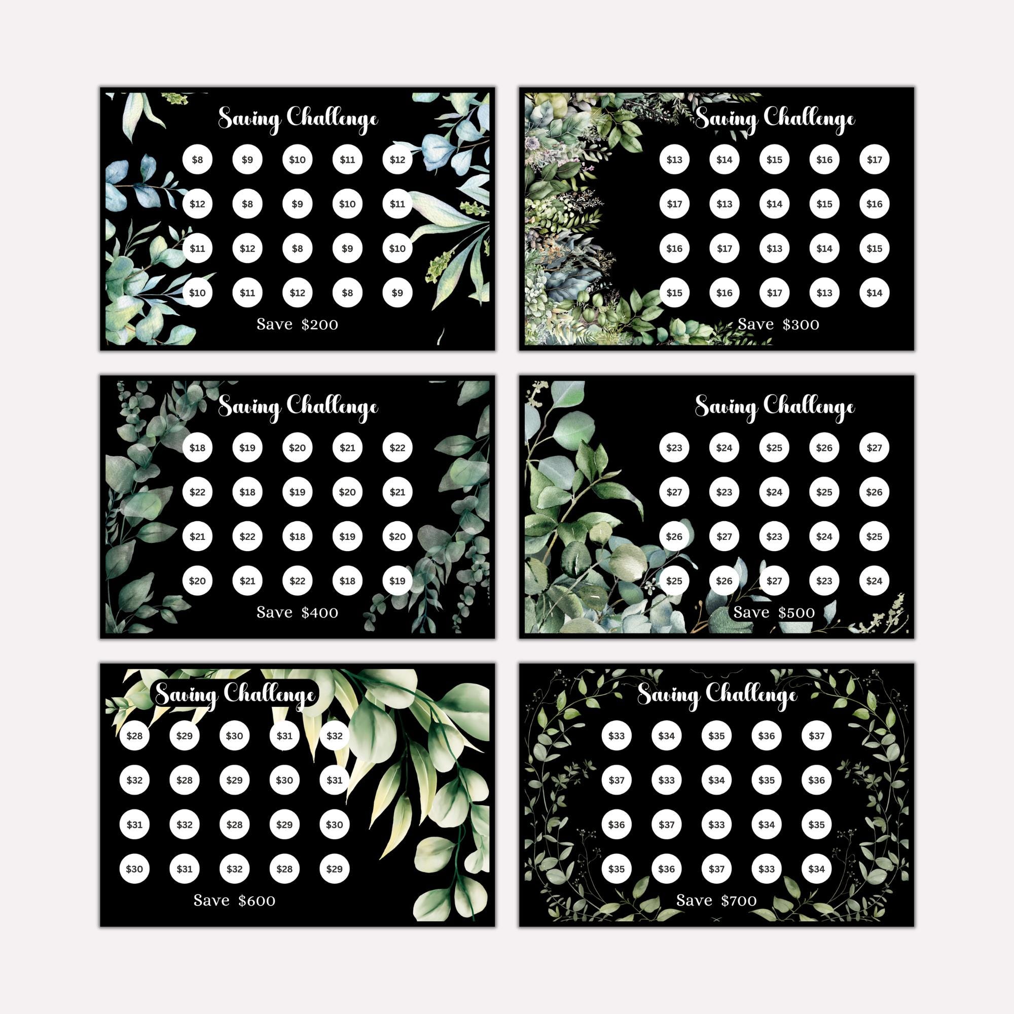 A6 Mini Savings Challenge Printable Bundle, Floral Saving Challenges ...