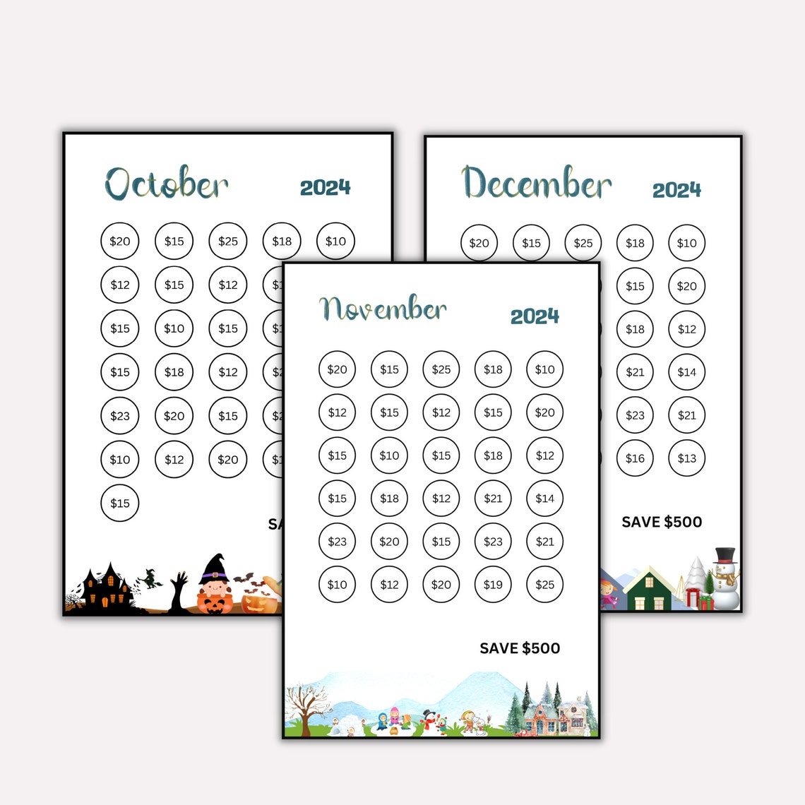 2024 Monthly Savings Challenge Printable, 12 Month Saving Tracker ...