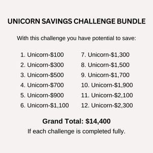 Buy Unicorn Savings Challenge Printable Bundle, A6 Mini Unicorn Saving ...