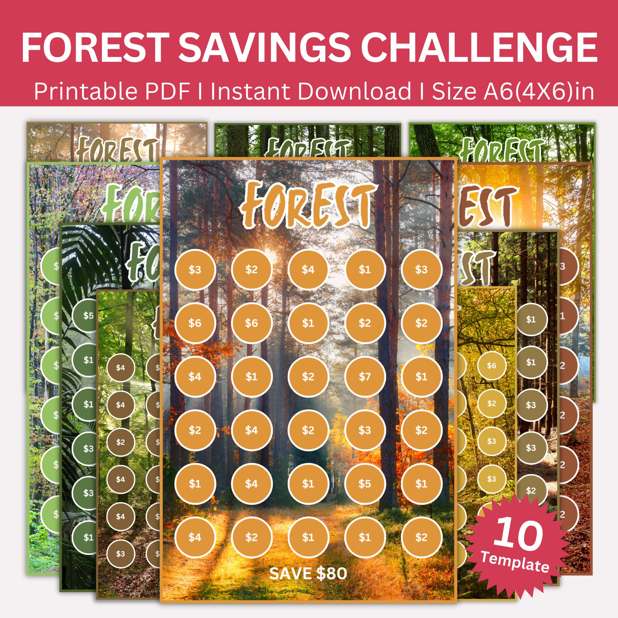 Forest Savings Challenge Printable, A6 Mini Forest Money Saving ...