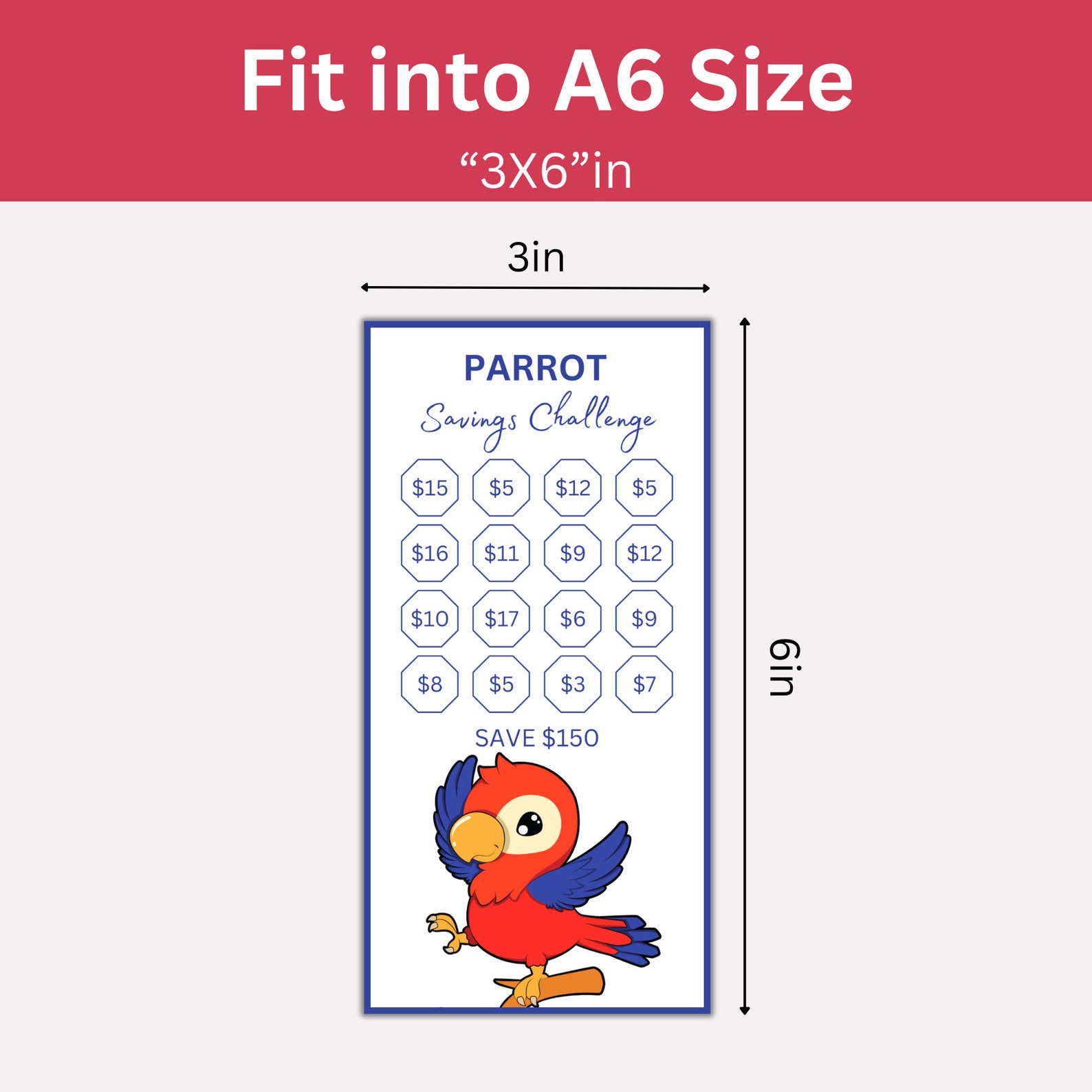 Parrots Savings Challenge Printable Bundle, Mini A6 Parrot Lovers ...