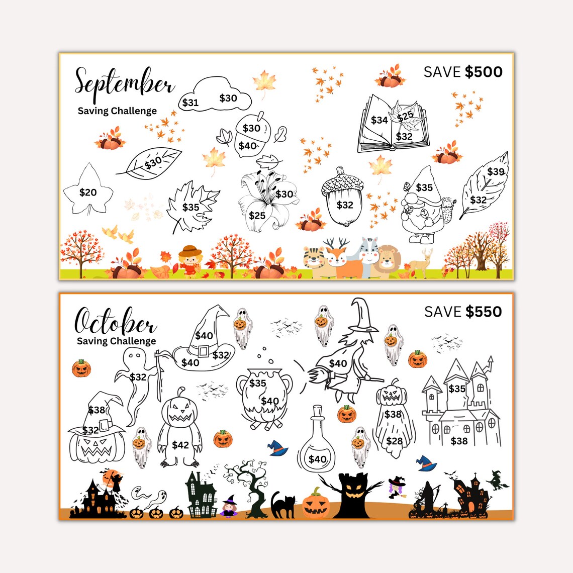 Monthly Savings Challenge, 12 Month Color Saving Tracker Printable ...