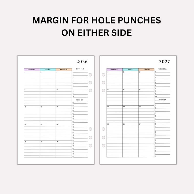 2026-2027 Monthly Calendar Printable: Lined Planner (A4, A5, US Letter ...