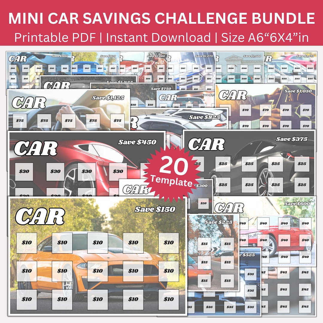 Car Savings Challenge Printable Bundle, Sport Car Saving Envelope ...