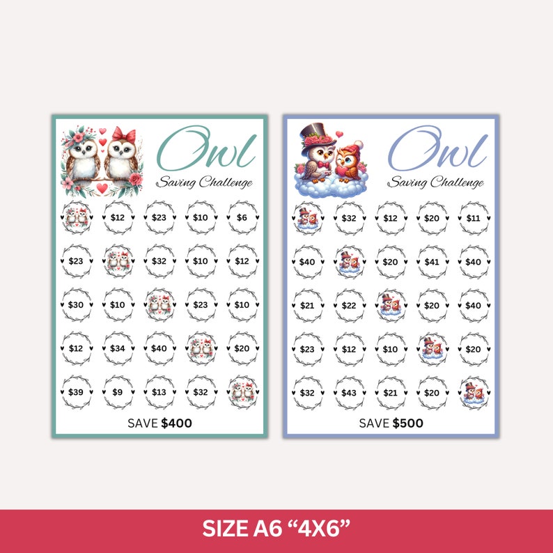 Owl Savings Challenge Printable, Owl Saving Challenge Bundle, A6 Cash ...