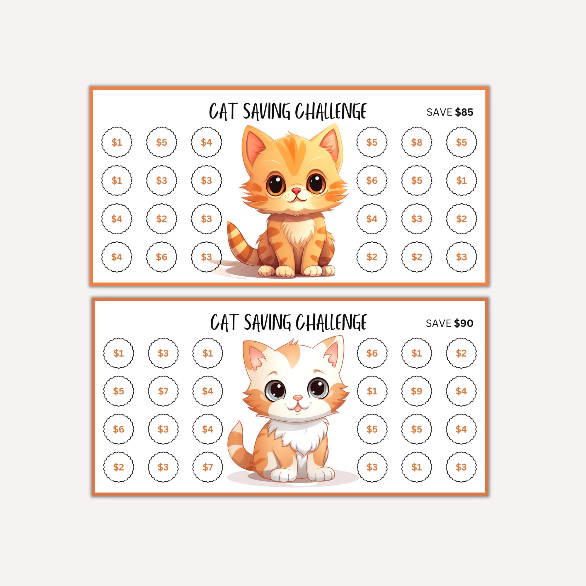 Cats Saving Challenge Printable, Mini Cat A6 Size Saving Challenge, Pow ...