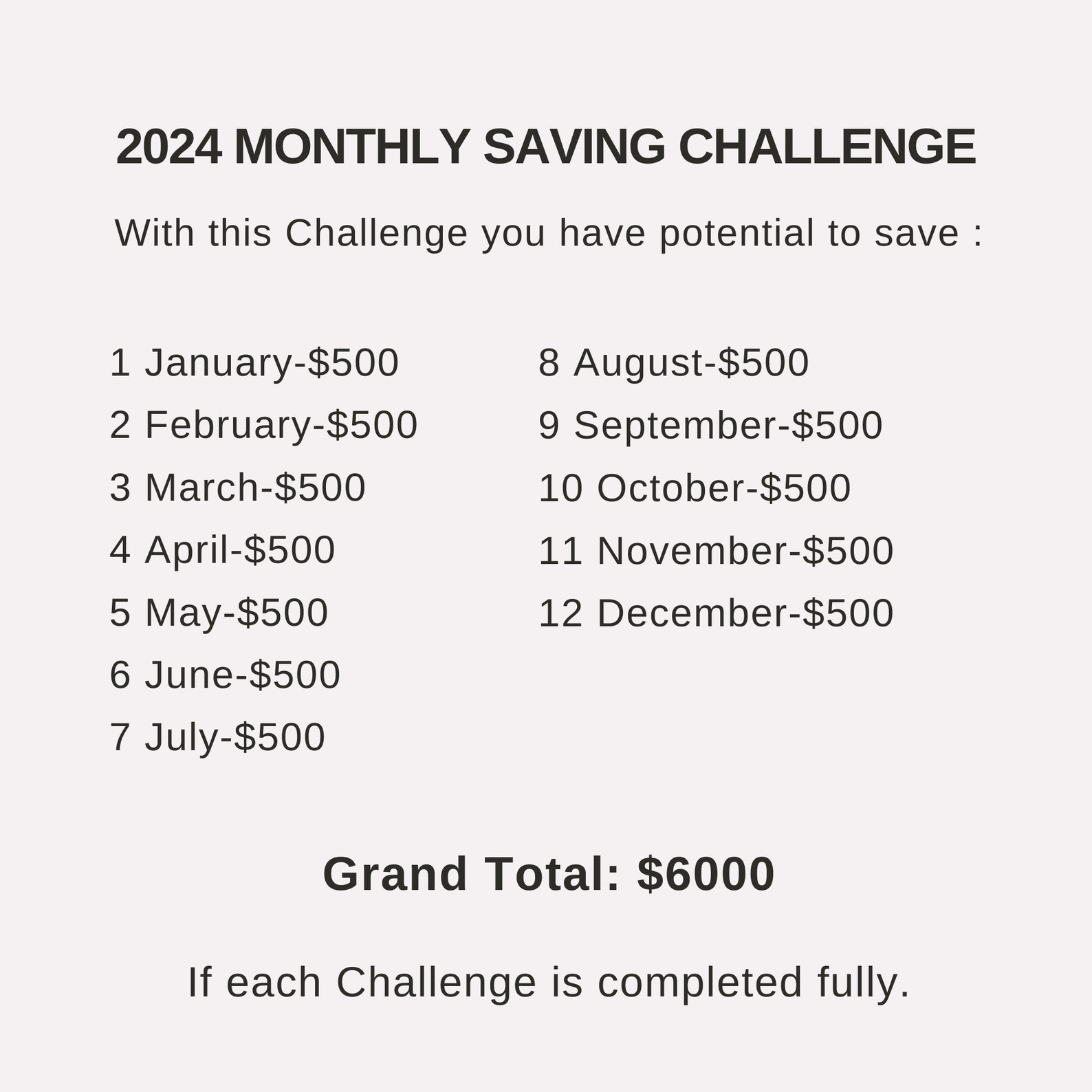2024 Monthly Saving Challenge Printable, 2024 12 Month Saving Tracker ...