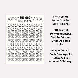 50k Saving Challenge Printable, 50000 Saving Challenges, Savings ...